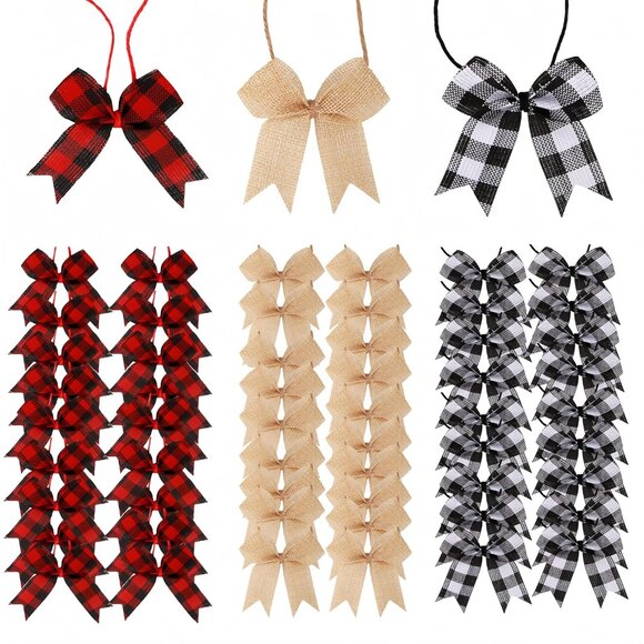 Other | 24 Pcs 3 Inch Mini Buffalo Plaid Check Ribbon Bow Smal Bows For ...
